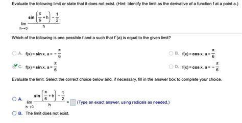 solved evaluate the following limit or state that it does