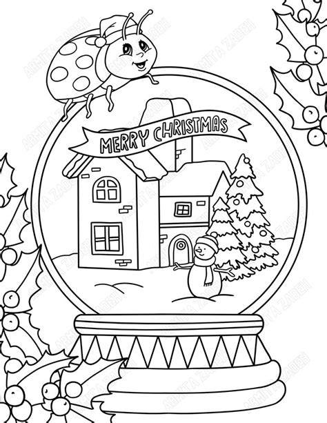 Christmas Ladybug Coloring Page