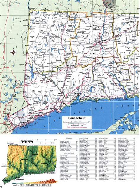 Maps Of Connecticut With Cities Towns Map Connecticut With County Lines