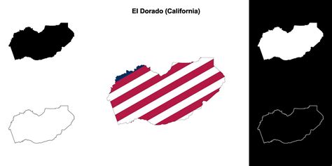El Dorado County California Outline Map Set 43061033 Vector Art At