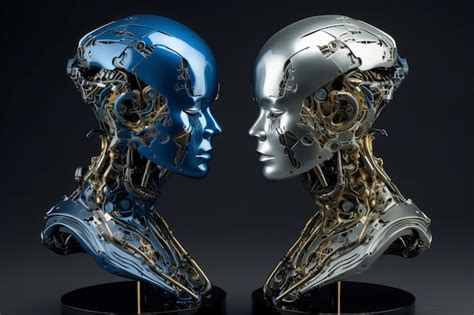 Premium Ai Image A Pair Of Robot Heads Sit Side By Side