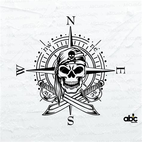 Pirate Compass Svg File Skull Compass Svg Nautical Svg Pirate Svg