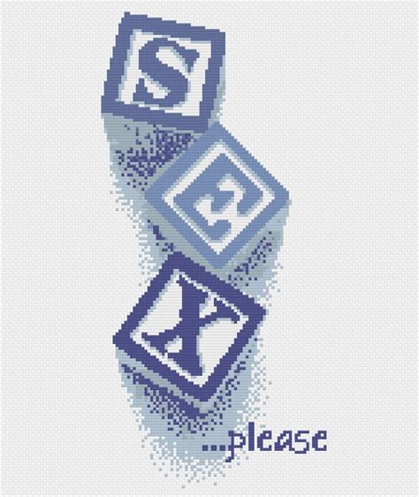 Sex Please Subversive Cross Stitch Wooden Blocks Blue Funny Etsy