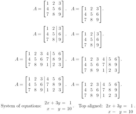vertical alignment of matrices with spalign package tex latex stack
