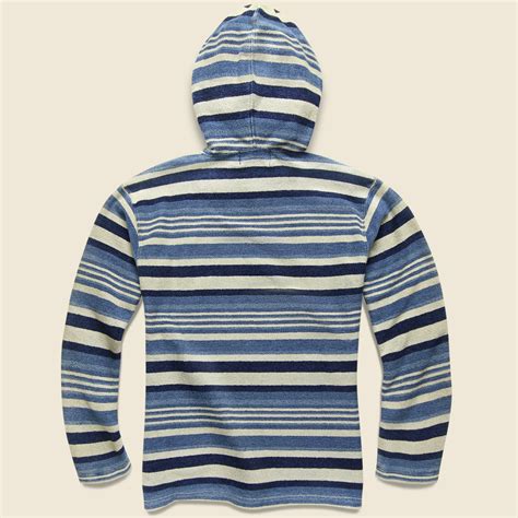 French Terry Hoodie Indigo Multi Stripe