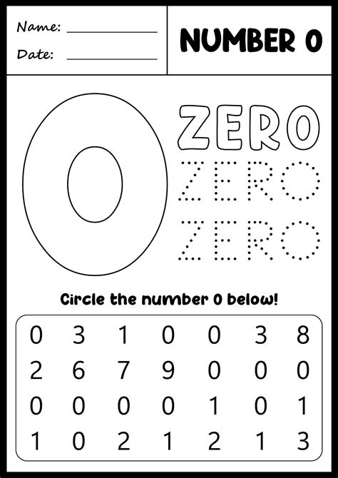 Number 0 Worksheets For Pre K