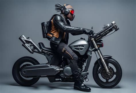 Profile Of Armed Biracial Cyberpunk Player Premium AI Generated Image