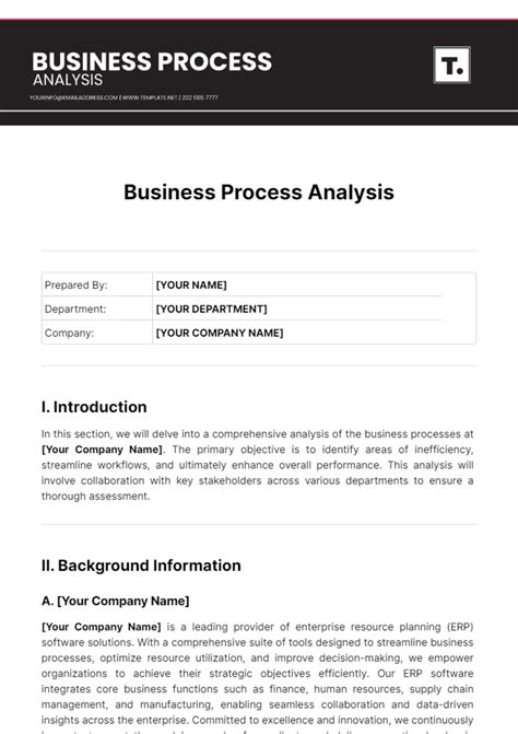Free Business Process Analysis Template To Edit Online