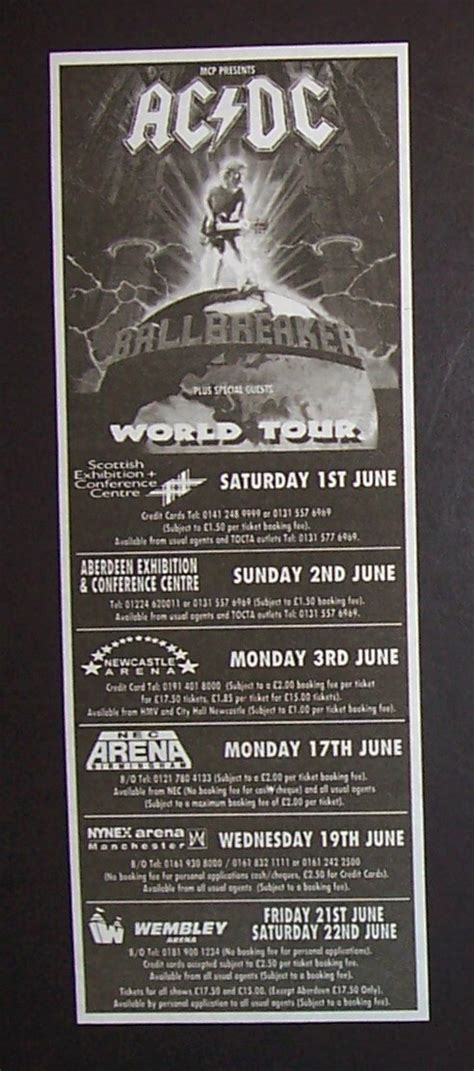Acdc Ballbreaker Tour 1996 Mini Poster Type Ad Promo Advert Ebay