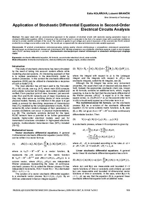 Pdf Application Of Stochastic Differential Equations In Second Order