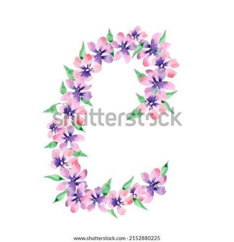 꽃 알파벳 수채화 꽃과 나뭇잎에서 손으로 스톡 일러스트 2152880225 Shutterstock