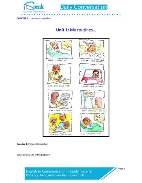 chapter 3 unit 1 my routines pdf
