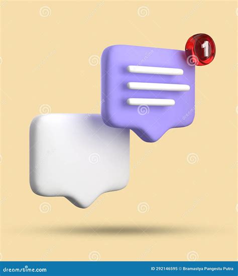 3d rendering of speech bubble with notification icons stock