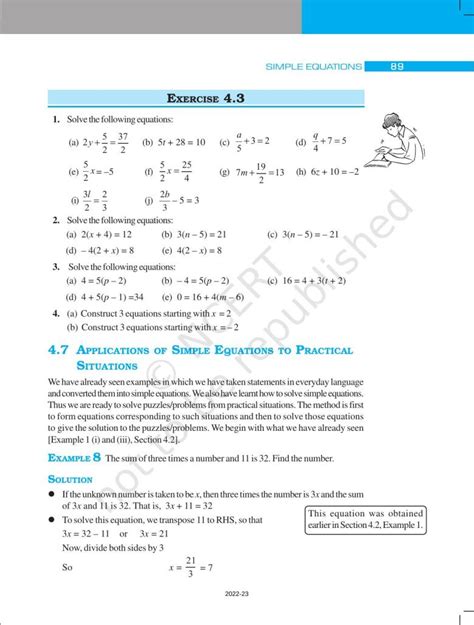 Ncert Book For Class 7 Maths Chapter 4 Simple Equations Indcareer