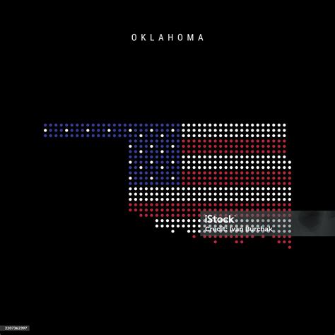 오클라호마 미국 주 도트 픽셀 맵입니다 검은 색에 고립 된 플랫 벡터 일러스트 레이 션 가리키기에 대한 스톡 벡터 아트 및 기타 이미지 가리키기 검은색 국가 관광명소