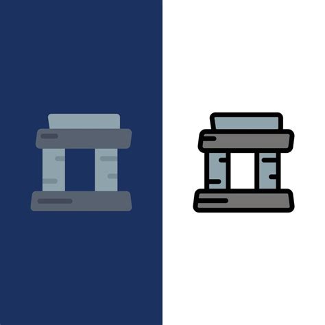 Landmark Paris Tower Icons Flat And Line Filled Icon Set Vector Blue