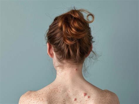 A Closeup Of A Persons Back With Visible Skin Imperfections Pimples On