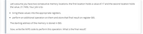 solved let s assume you have two consecutive memory
