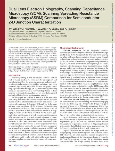 Pdf Dual Lens Electron Holography Scanning Capacitance Microscopy
