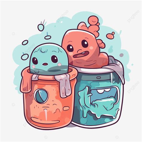 깨끗한 클립 아트의 글로브와 함께 두 만화 캐릭터 벡터 고립 된 만화 세탁 옷 스티커 디자인 상표 Png 일러스트 및 벡터 에 대한 무료 다운로드 Pngtree