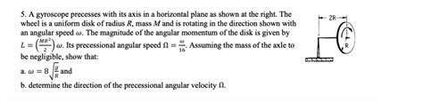 Solved5a Gyroscope Precesses With Its Axis In A Horizontal Plane As