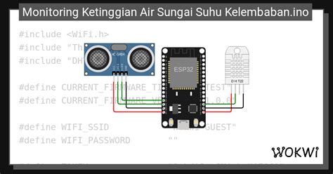 Monitoring Ketinggian Air Sungai Suhu O Wokwi Esp32 Stm32 Arduino Simulator