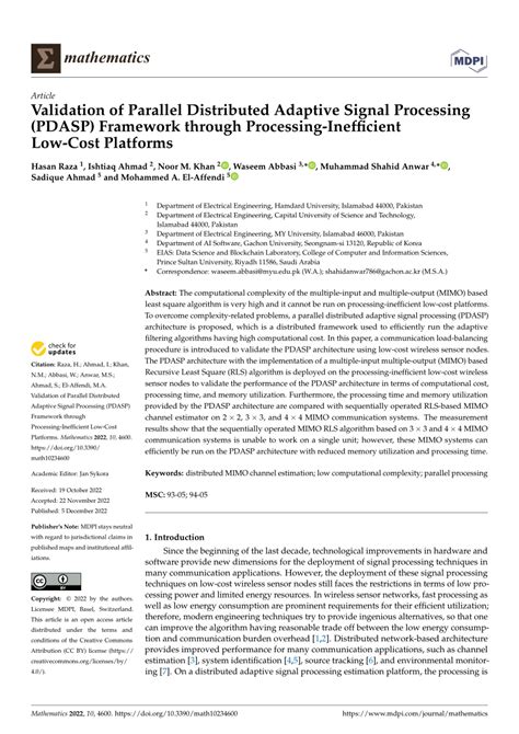 Pdf Validation Of Parallel Distributed Adaptive Signal Processing