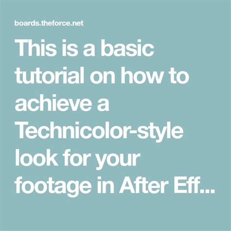 Creating A Technicolor Look In After Effects Without Plug Ins After