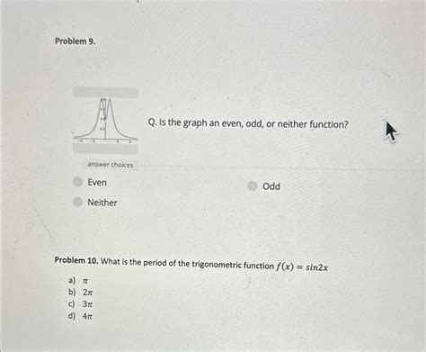Solved Problem 9 Q Is The Graph An Even Odd Or Neither Chegg Com