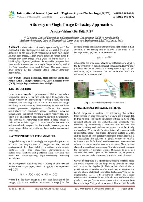 Pdf A Survey On Single Image Dehazing Approaches