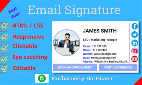 Design Professional Clickable Responsive Html Email Signature By Bipul0101 Fiverr