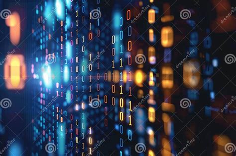 Abstract Binary Code Background With Glowing Data Streams In A