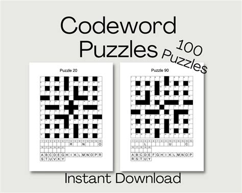 100 Codeword Puzzles Coded Crosswords Printable Pdf Etsy