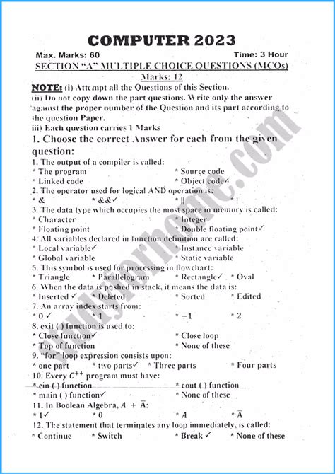 Sindhi 10th Past Year Paper 2023