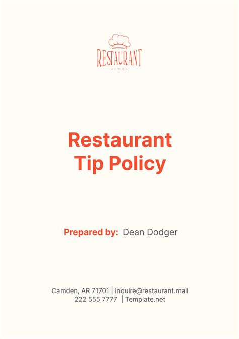 Free Restaurant Tip Policy Template To Edit Online
