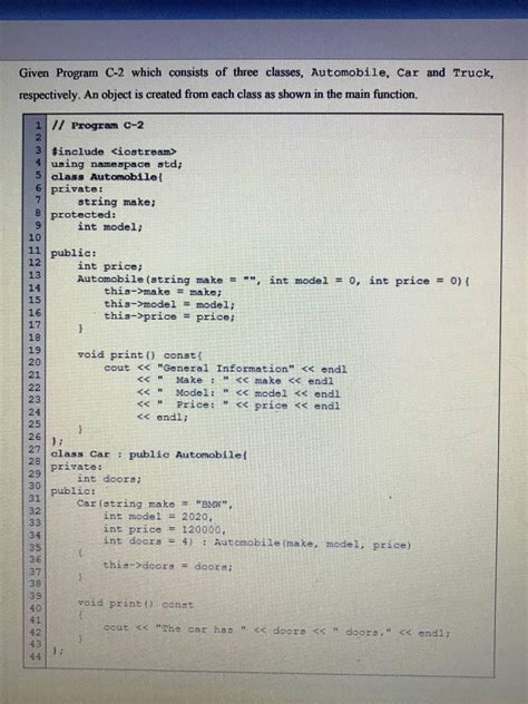 Solved Given Program C 2 Which Consists Of Three Classes