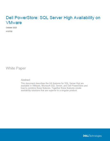 Dell Powerstore Sql Server High Availability On Vmware Dell