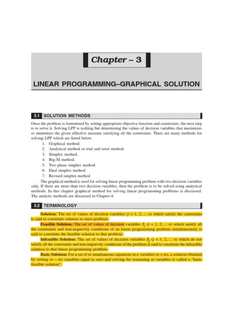 Chapter 3 Linear Programming Graphical Solution Pdf Mathematical