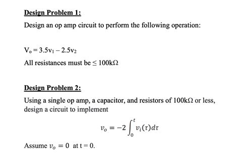 Solved Design Problem Design An Op Circuit To Perform Chegg