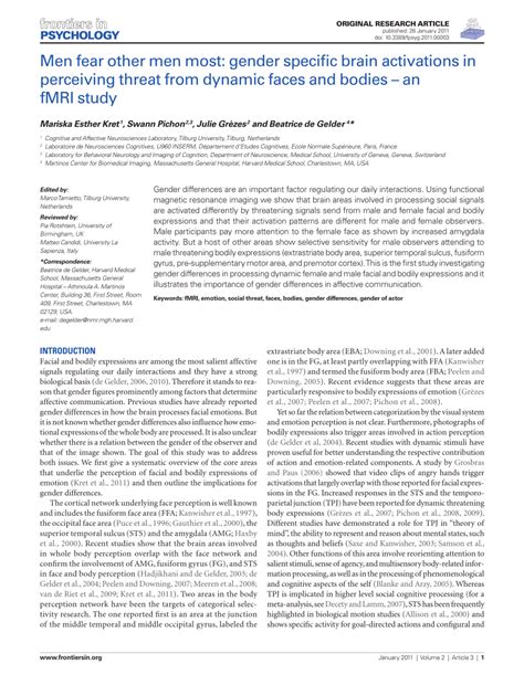 pdf gender specific brain activations for perceiving threat from