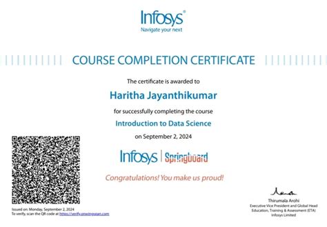 Datascience Infosysspringboard Certification Haritha Js