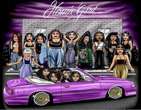 Homie Girls Purple Car Chicas Beautiful Cartoons Convertible Hispanic