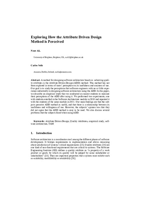 Pdf Exploring How The Attribute Driven Design Method Is Perceived