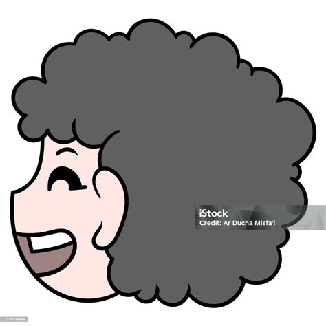 아기 머리 곱슬 머리 아프로 웃는 얼굴 벡터 일러스트 판지 이모티콘 낙서 아이콘 그리기 곱슬 머리에 대한 스톡 벡터 아트 및