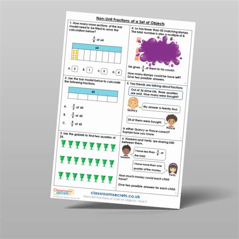 Year 3 Non Unit Fractions Of A Set Of Objects Mixed Activity Resource