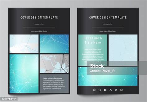 A 4 형식의 편집 레이아웃의 검은 색된 벡터 일러스트 레이 션 브로셔 잡지 전단지 책자에 대 한 디자인 서식 파일을 다룹니다 미래의 첨단 기술 배경 발굴 데이터 기술 개념