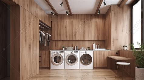 세탁기가 있는 세탁실의 3d 목재 렌더링에 푹 빠져보세요 세탁실 배경 빨래 배경 내각 배경 이미지 Hd 세탁실 빨래 내각 배경 사진 무료 다운로드 Lovepik