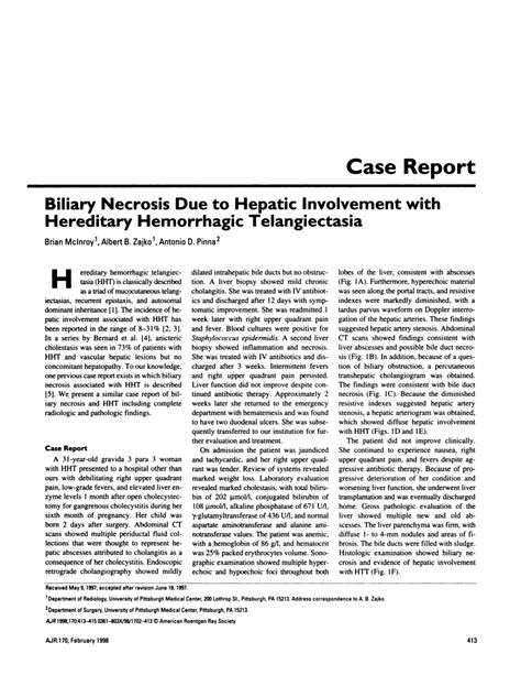 Pdf Biliary Necrosis Due To Hepatic Involvement With Hereditary