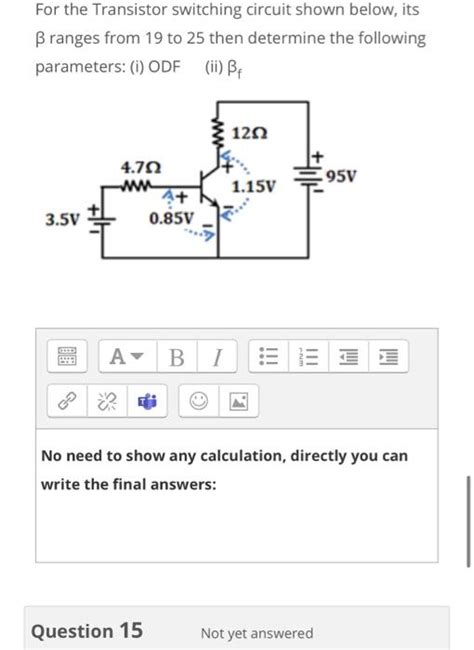 Solved For The Transistor Switching Circuit Shown Below Its Chegg Com