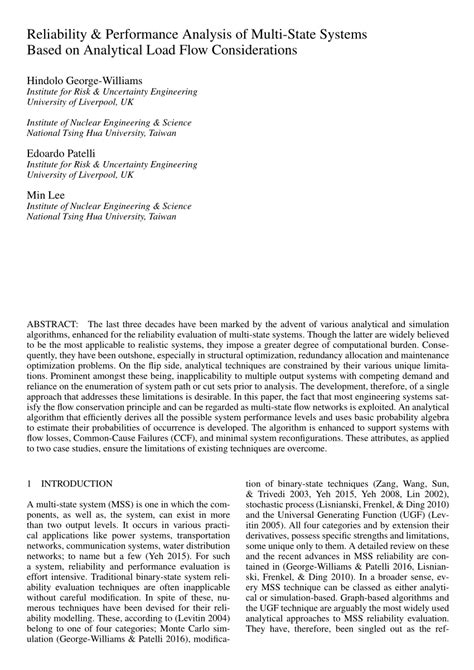 Pdf Reliability And Performance Analysis Of Multi State Systems Based